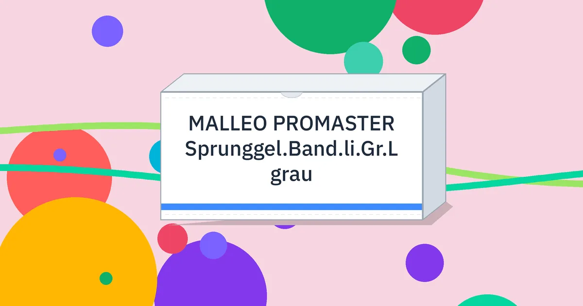 Symbolbild: Packung mit der Aufschrift MALLEO PROMASTER Sprunggel.Band.li.Gr.L grau (PZN 10927146) – Verfügbarkeit und Bezug in Apotheken in Frankfurt am Main