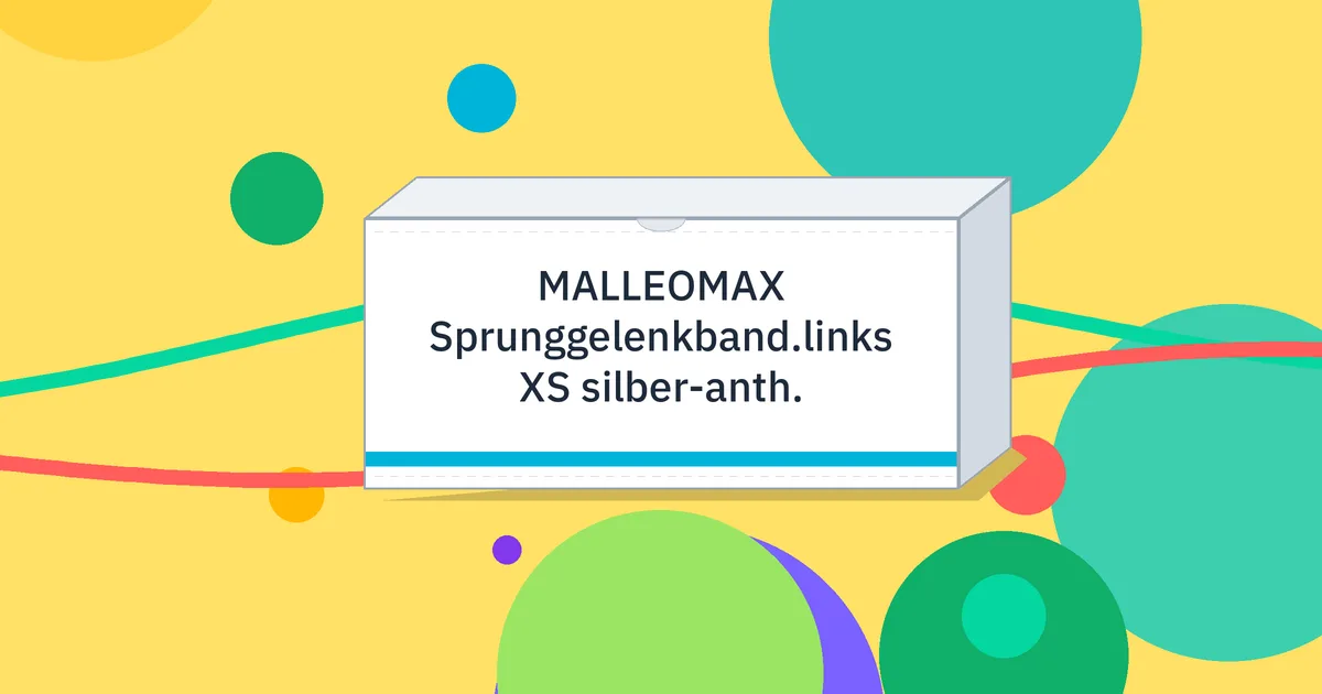 Symbolbild: Packung mit der Aufschrift MALLEOMAX Sprunggelenkband.links XS silber-anth. (PZN 11097793) – Verfügbarkeit und Bezug in Apotheken in Frankfurt am Main