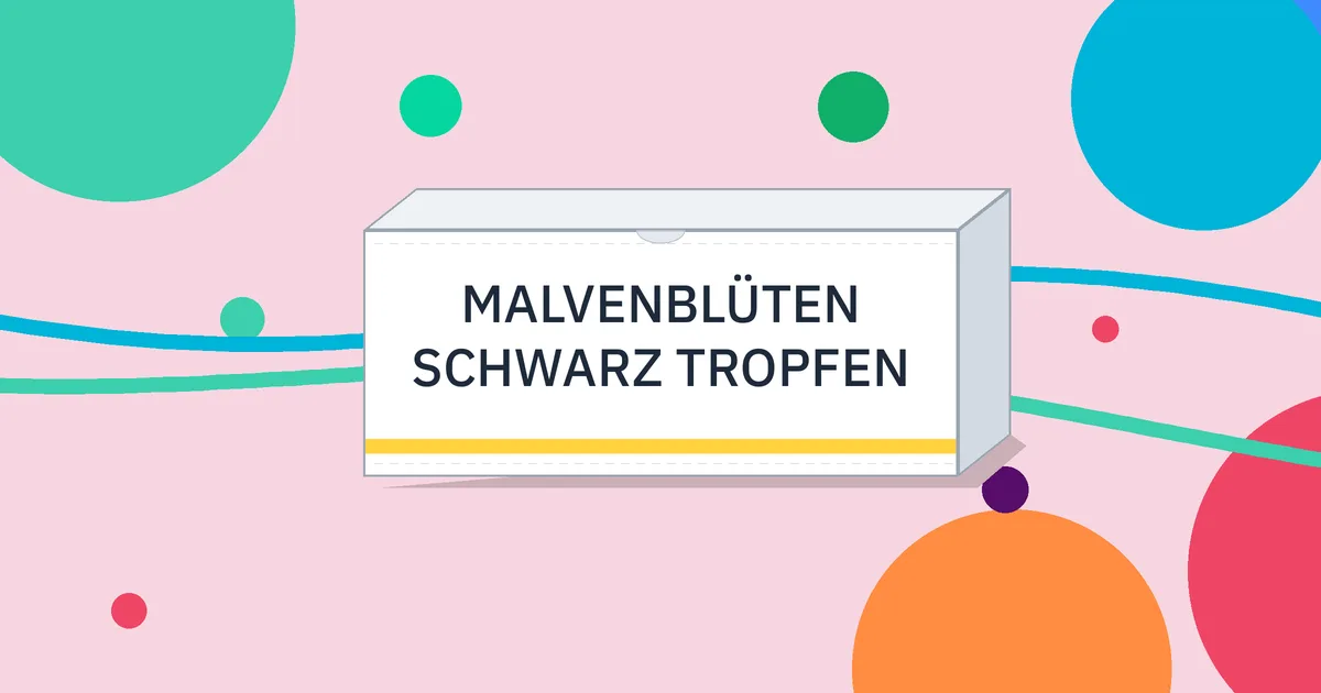 Symbolbild: Packung mit der Aufschrift MALVENBLÜTEN SCHWARZ TROPFEN (PZN 14282640) – Verfügbarkeit und Bezug in Apotheken in Frankfurt am Main