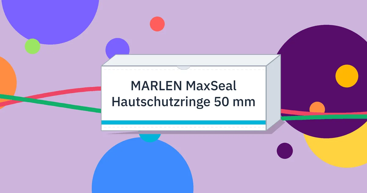 Symbolbild: Packung mit der Aufschrift MARLEN MaxSeal Hautschutzringe 50 mm (PZN 07711916) – Verfügbarkeit und Bezug in Apotheken in Frankfurt am Main