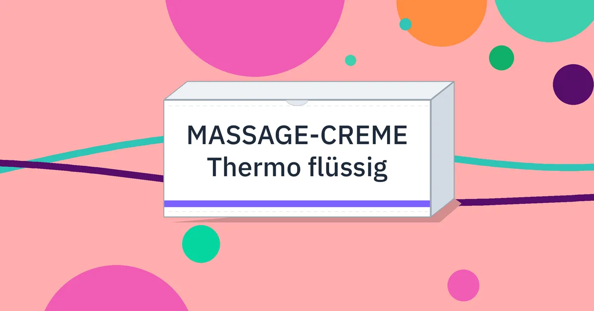 Symbolbild: Packung mit der Aufschrift MASSAGE-CREME Thermo flüssig (PZN 05956789) – Verfügbarkeit und Bezug in Apotheken in Frankfurt am Main