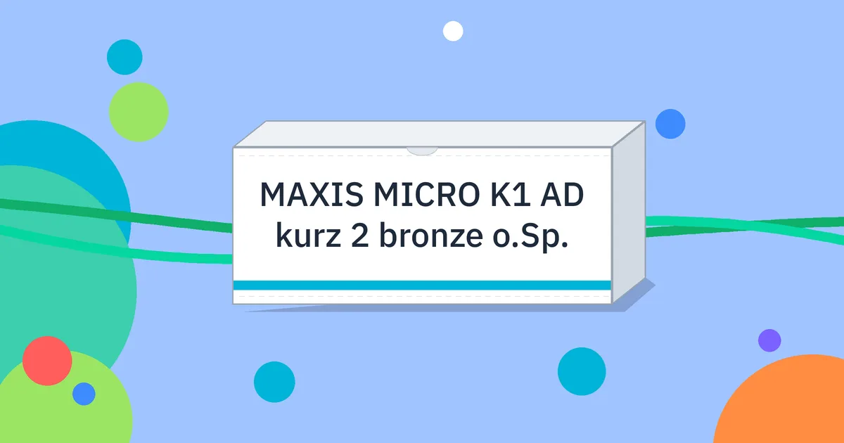Symbolbild: Packung mit der Aufschrift MAXIS MICRO K1 AD kurz 2 bronze o.Sp. (PZN 17672040) – Verfügbarkeit und Bezug in Apotheken in Frankfurt am Main