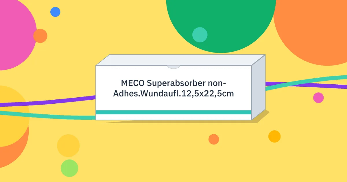 Symbolbild: Packung mit der Aufschrift MECO Superabsorber non-Adhes.Wundaufl.12,5x22,5cm (PZN 19846366) – Verfügbarkeit und Bezug in Apotheken in Frankfurt am Main
