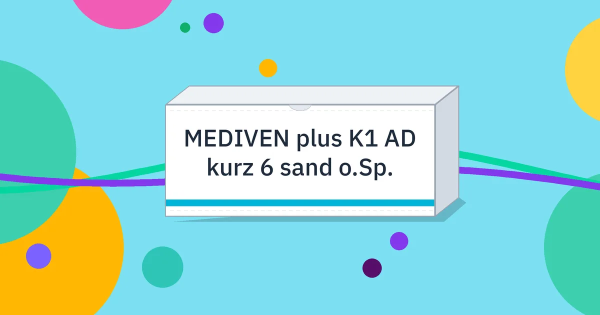 Symbolbild: Packung mit der Aufschrift MEDIVEN plus K1 AD kurz 6 sand o.Sp. (PZN 18934105) – Verfügbarkeit und Bezug in Apotheken in Frankfurt am Main