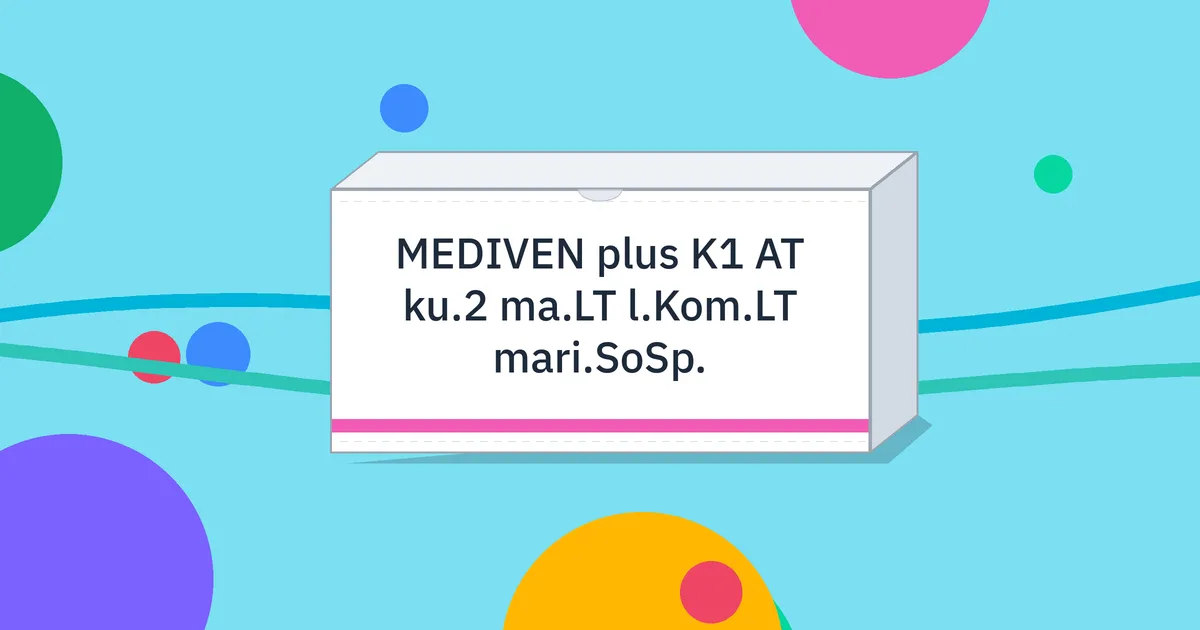 Symbolbild: Packung mit der Aufschrift MEDIVEN plus K1 AT ku.2 ma.LT l.Kom.LT mari.SoSp. (PZN 15071359) – Verfügbarkeit und Bezug in Apotheken in Frankfurt am Main