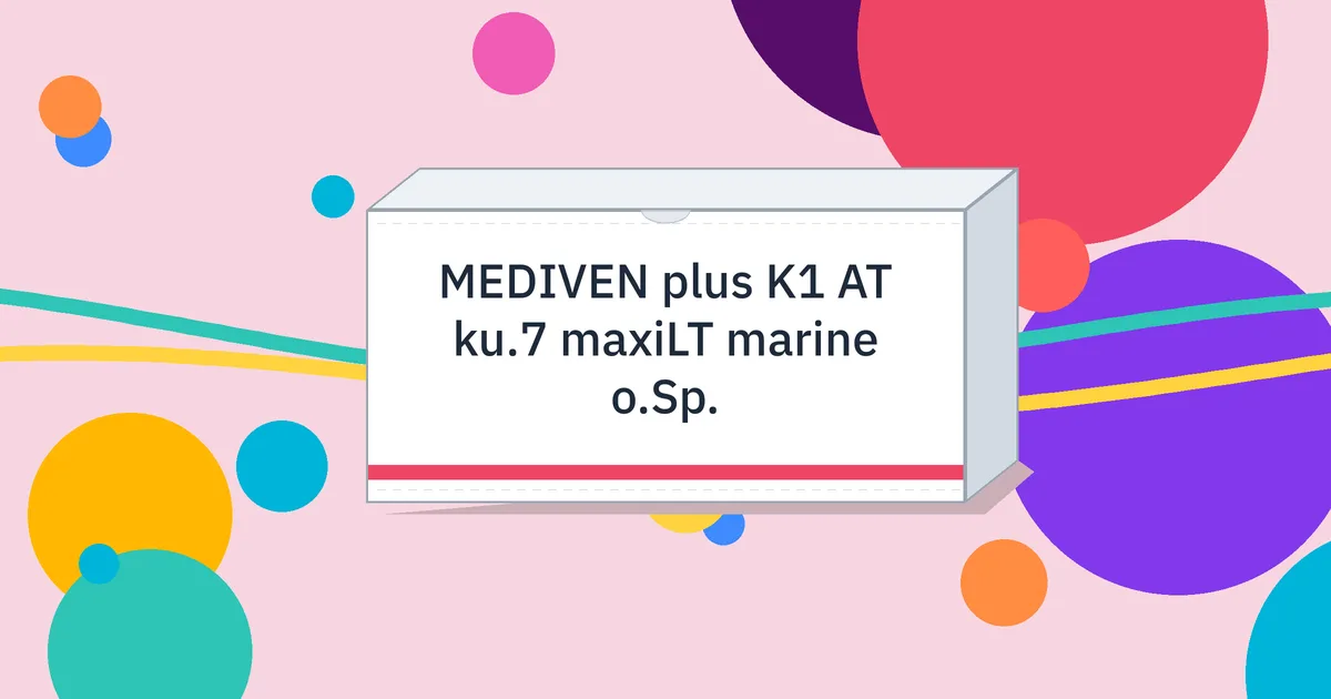 Symbolbild: Packung mit der Aufschrift MEDIVEN plus K1 AT ku.7 maxiLT marine o.Sp. (PZN 15068593) – Verfügbarkeit und Bezug in Apotheken in Frankfurt am Main