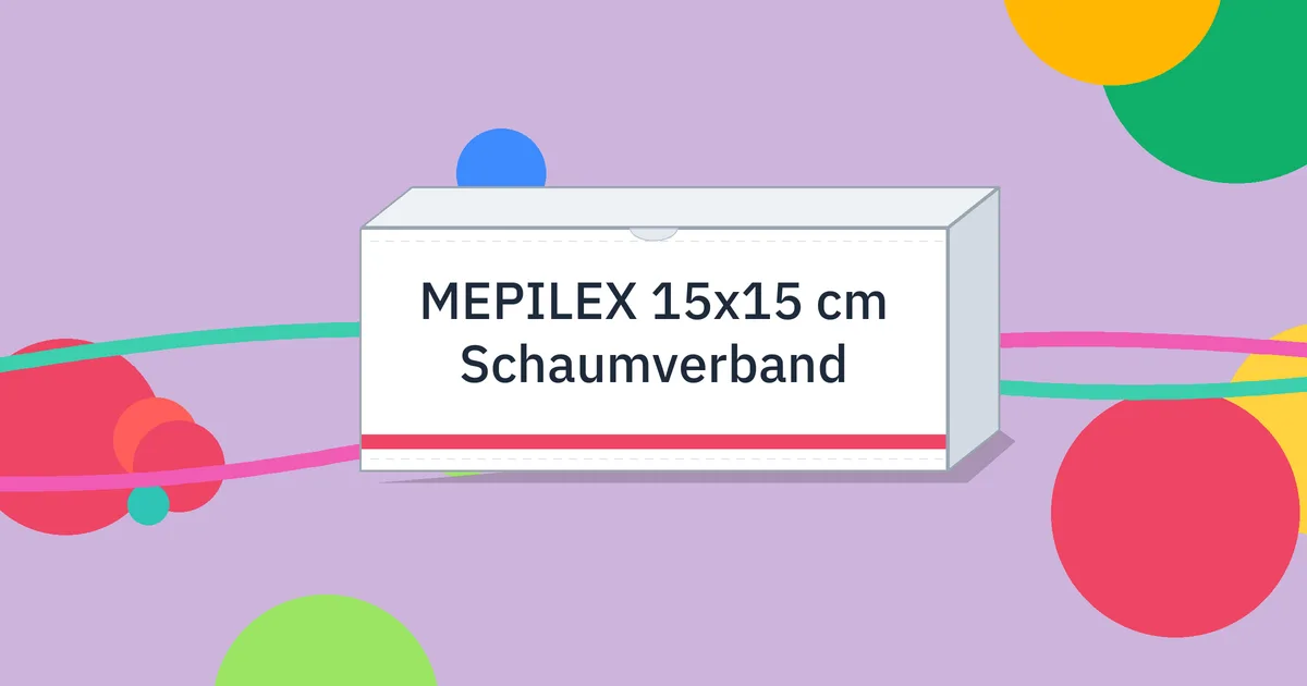 Symbolbild: Packung mit der Aufschrift MEPILEX 15x15 cm Schaumverband (PZN 13835686) – Verfügbarkeit und Bezug in Apotheken in Frankfurt am Main