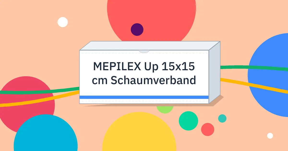 Symbolbild: Packung mit der Aufschrift MEPILEX Up 15x15 cm Schaumverband (PZN 20207223) – Verfügbarkeit und Bezug in Apotheken in Frankfurt am Main