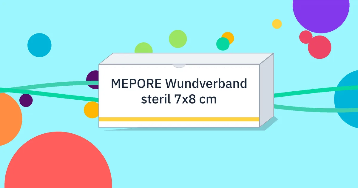 Symbolbild: Packung mit der Aufschrift MEPORE Wundverband steril 7x8 cm (PZN 10412040) – Verfügbarkeit und Bezug in Apotheken in Frankfurt am Main