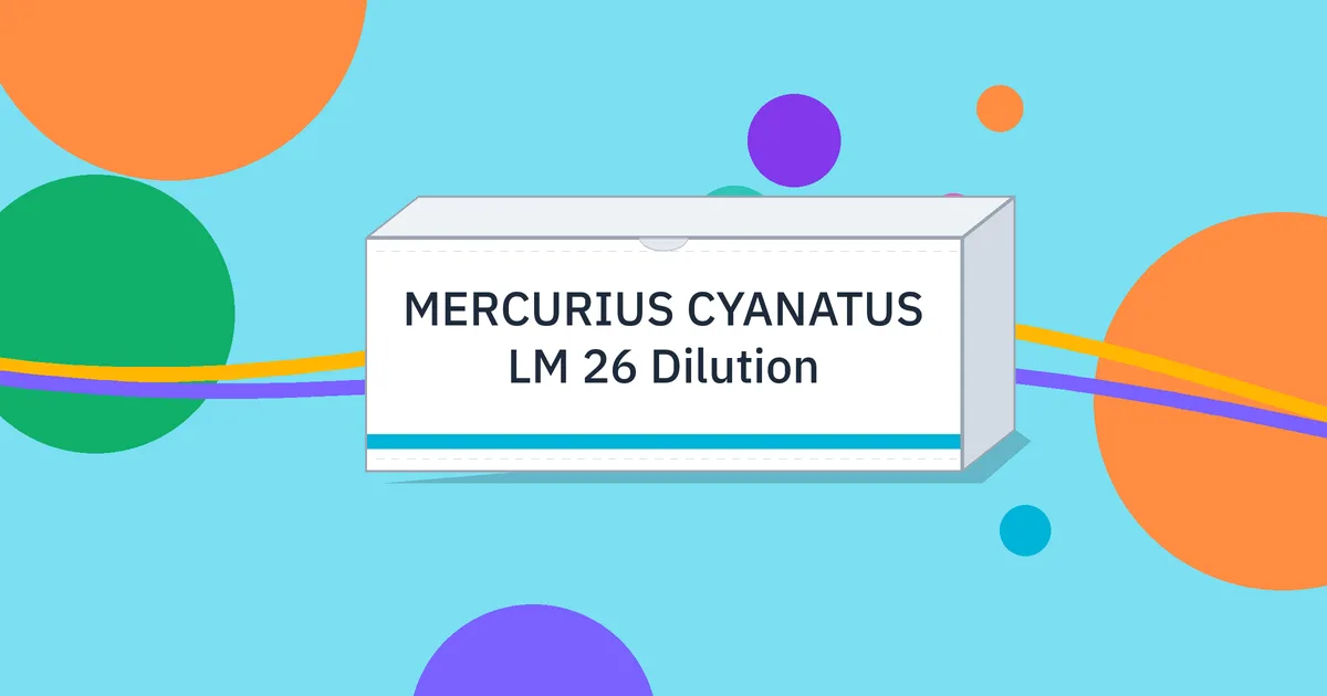 Symbolbild: Packung mit der Aufschrift MERCURIUS CYANATUS LM 26 Dilution (PZN 12951054) – Verfügbarkeit und Bezug in Apotheken in Frankfurt am Main