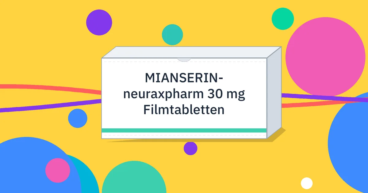 Symbolbild: Packung mit der Aufschrift MIANSERIN-neuraxpharm 30 mg Filmtabletten (PZN 04815590) – Verfügbarkeit und Bezug in Apotheken in Frankfurt am Main