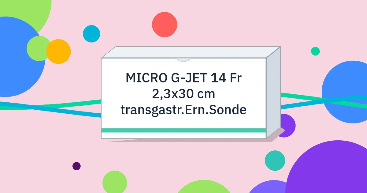Symbolbild: Packung mit der Aufschrift MICRO G-JET 14 Fr 2,3x30 cm transgastr.Ern.Sonde (PZN 17818495) – Verfügbarkeit und Bezug in Apotheken in Frankfurt am Main