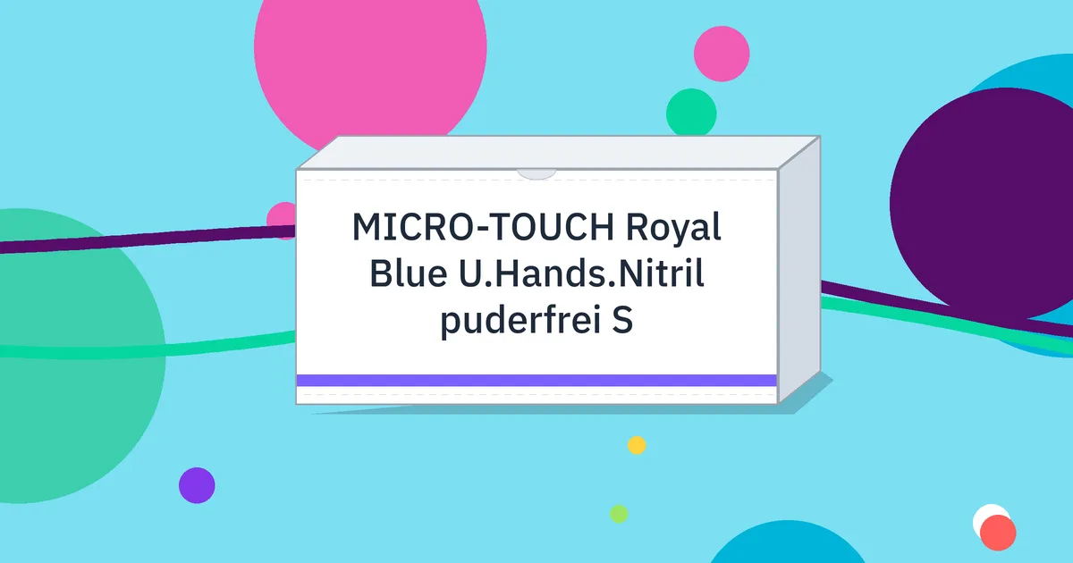 Symbolbild: Packung mit der Aufschrift MICRO-TOUCH Royal Blue U.Hands.Nitril puderfrei S (PZN 18388625) – Verfügbarkeit und Bezug in Apotheken in Frankfurt am Main