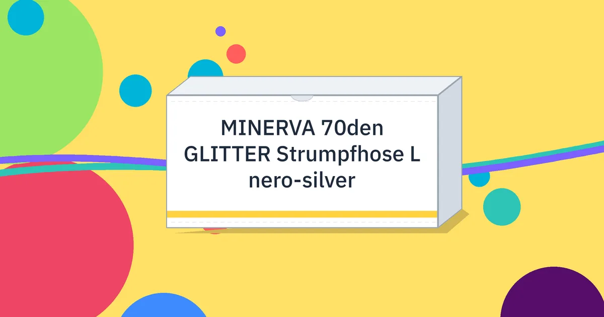 Symbolbild: Packung mit der Aufschrift MINERVA 70den GLITTER Strumpfhose L nero-silver (PZN 16858765) – Verfügbarkeit und Bezug in Apotheken in Frankfurt am Main