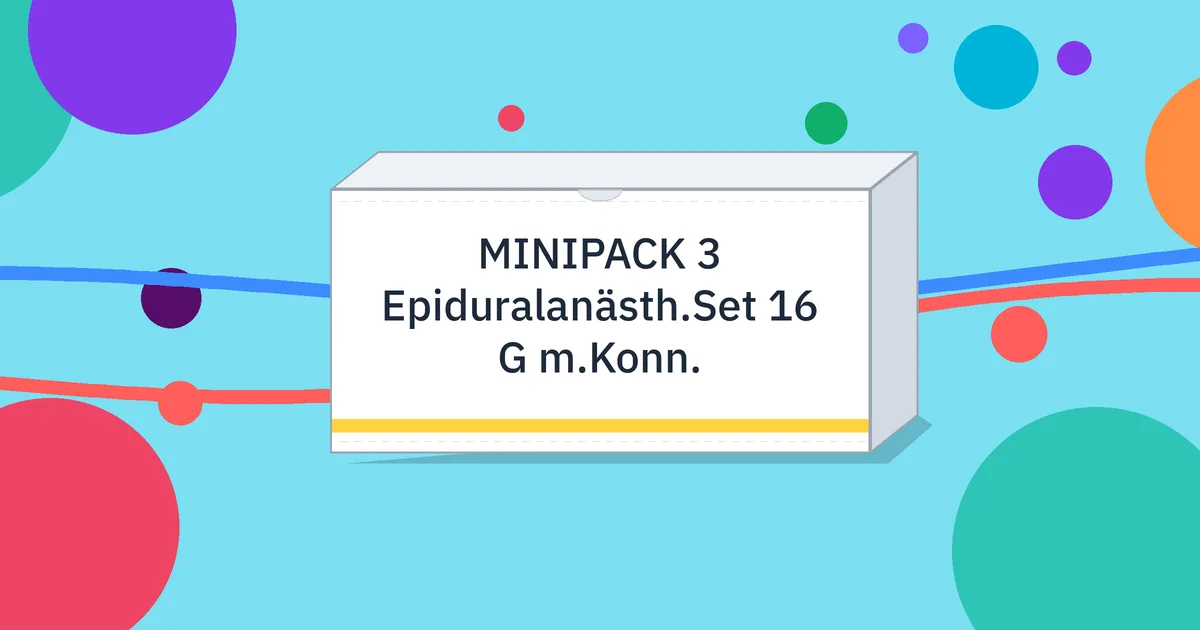 Symbolbild: Packung mit der Aufschrift MINIPACK 3 Epiduralanästh.Set 16 G m.Konn. (PZN 02381124) – Verfügbarkeit und Bezug in Apotheken in Frankfurt am Main