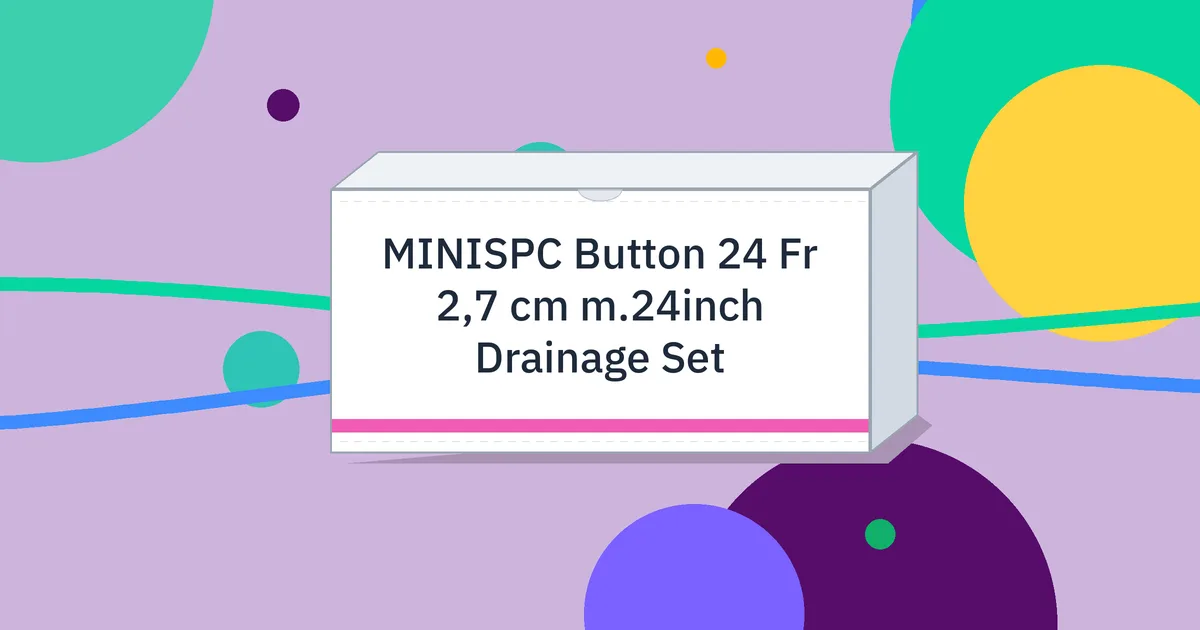 Symbolbild: Packung mit der Aufschrift MINISPC Button 24 Fr 2,7 cm m.24inch Drainage Set (PZN 20822520) – Verfügbarkeit und Bezug in Apotheken in Frankfurt am Main