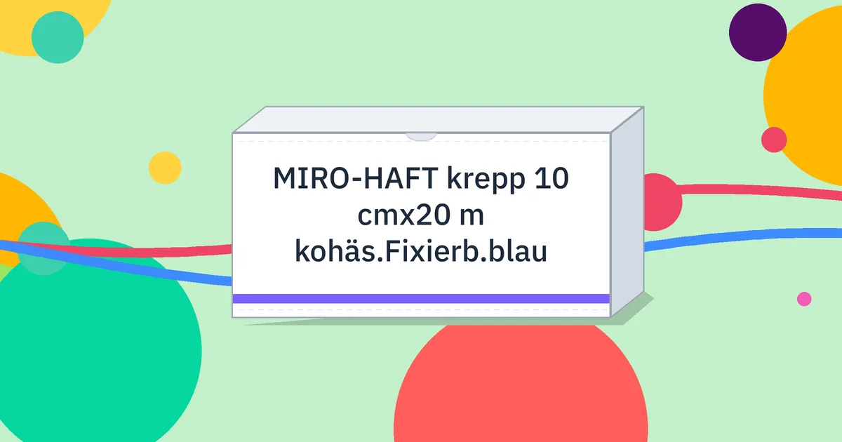 Symbolbild: Packung mit der Aufschrift MIRO-HAFT krepp 10 cmx20 m kohäs.Fixierb.blau (PZN 01212595) – Verfügbarkeit und Bezug in Apotheken in Frankfurt am Main