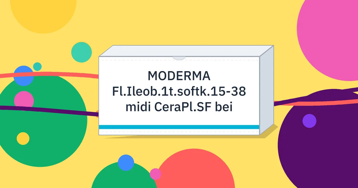 Symbolbild: Packung mit der Aufschrift MODERMA Fl.Ileob.1t.softk.15-38 midi CeraPl.SF bei (PZN 18109080) – Verfügbarkeit und Bezug in Apotheken in Frankfurt am Main