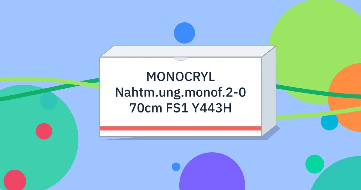 Symbolbild: Packung mit der Aufschrift MONOCRYL Nahtm.ung.monof.2-0 70cm FS1 Y443H (PZN 16786563) – Verfügbarkeit und Bezug in Apotheken in Frankfurt am Main