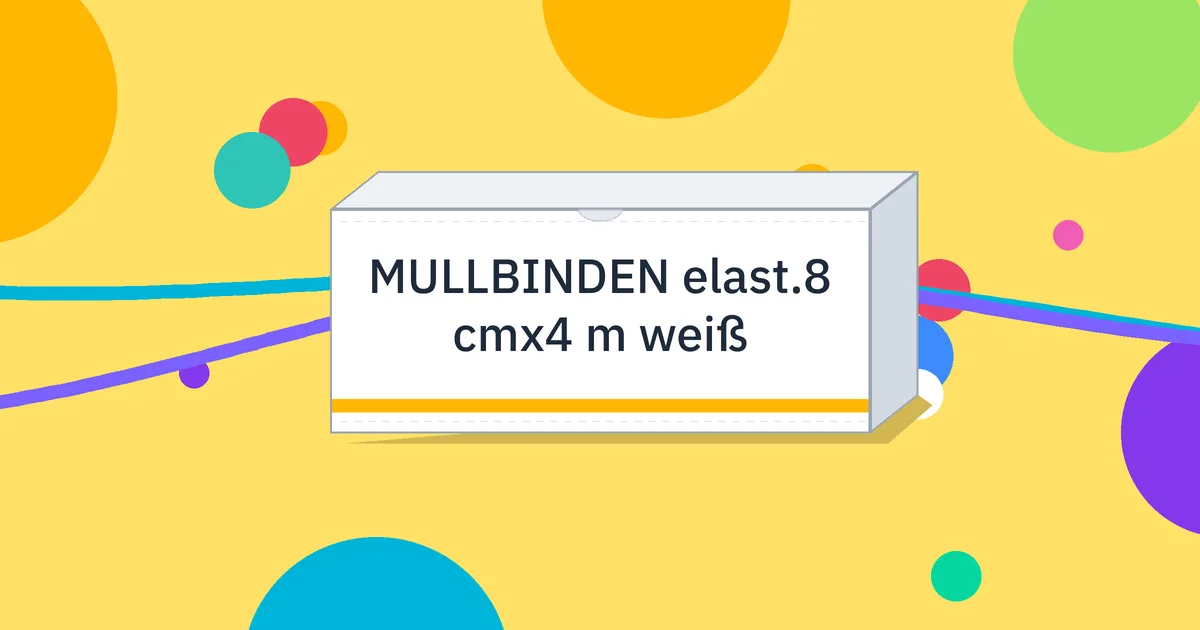 Symbolbild: Packung mit der Aufschrift MULLBINDEN elast.8 cmx4 m weiß (PZN 01720713) – Verfügbarkeit und Bezug in Apotheken in Frankfurt am Main