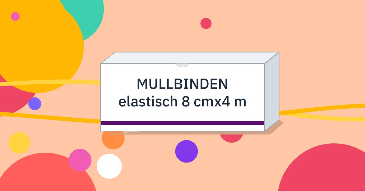 Symbolbild: Packung mit der Aufschrift MULLBINDEN elastisch 8 cmx4 m (PZN 04095121) – Verfügbarkeit und Bezug in Apotheken in Frankfurt am Main