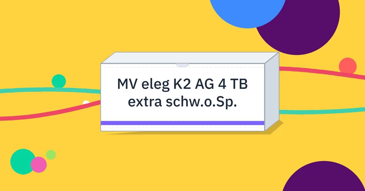 Symbolbild: Packung mit der Aufschrift MV eleg K2 AG 4 TB extra schw.o.Sp. (PZN 09877070) – Verfügbarkeit und Bezug in Apotheken in Frankfurt am Main