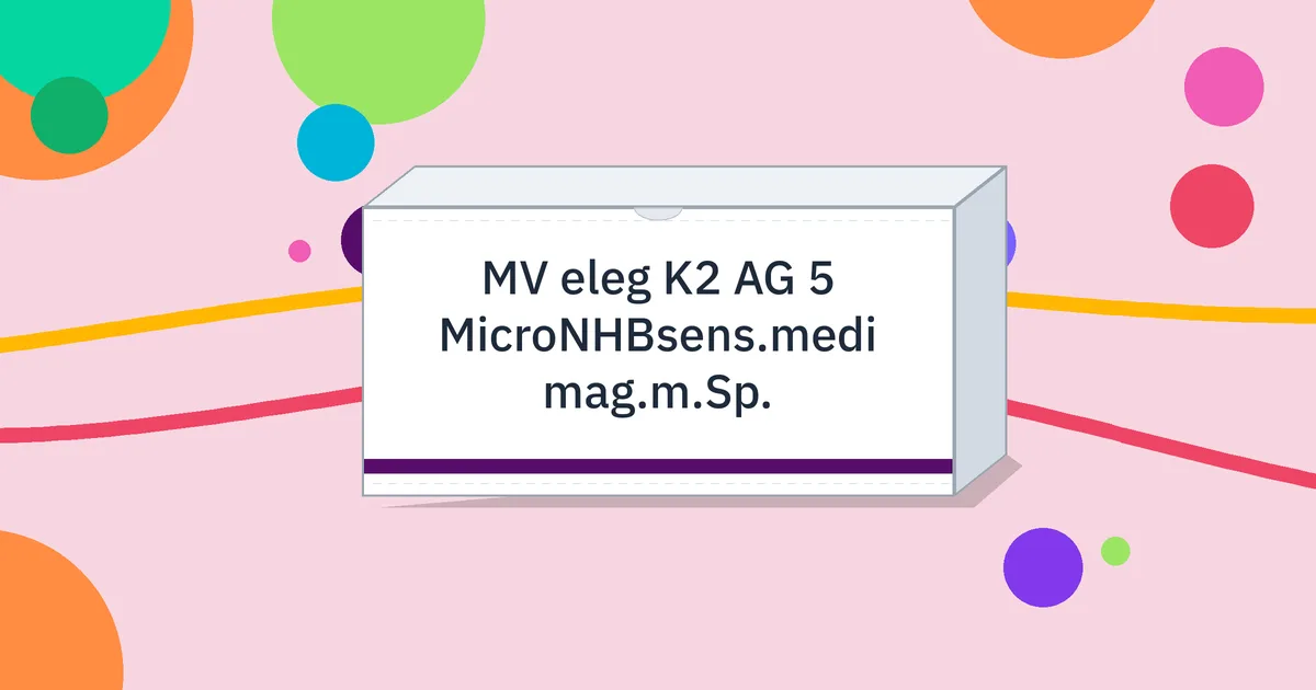 Symbolbild: Packung mit der Aufschrift MV eleg K2 AG 5 MicroNHBsens.medi mag.m.Sp. (PZN 15723951) – Verfügbarkeit und Bezug in Apotheken in Frankfurt am Main