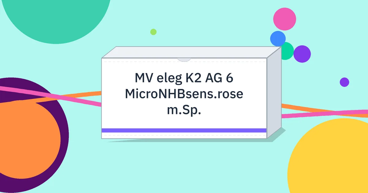 Symbolbild: Packung mit der Aufschrift MV eleg K2 AG 6 MicroNHBsens.rose m.Sp. (PZN 15723744) – Verfügbarkeit und Bezug in Apotheken in Frankfurt am Main