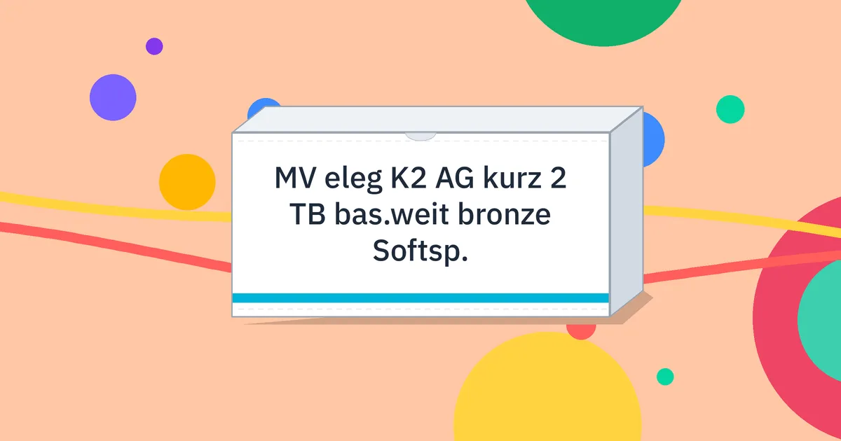 Symbolbild: Packung mit der Aufschrift MV eleg K2 AG kurz 2 TB bas.weit bronze Softsp. (PZN 14717641) – Verfügbarkeit und Bezug in Apotheken in Frankfurt am Main