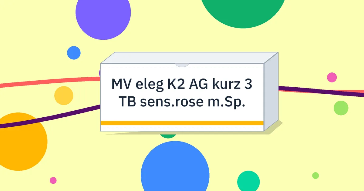 Symbolbild: Packung mit der Aufschrift MV eleg K2 AG kurz 3 TB sens.rose m.Sp. (PZN 14697200) – Verfügbarkeit und Bezug in Apotheken in Frankfurt am Main