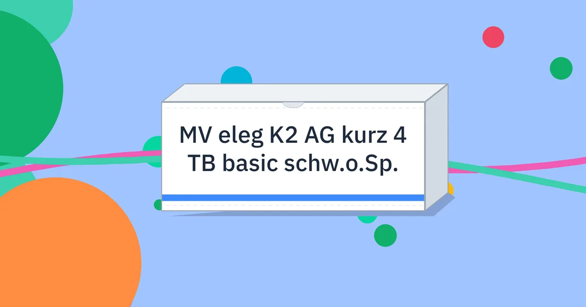 Symbolbild: Packung mit der Aufschrift MV eleg K2 AG kurz 4 TB basic schw.o.Sp. (PZN 00199510) – Verfügbarkeit und Bezug in Apotheken in Frankfurt am Main