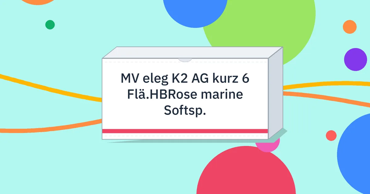 Symbolbild: Packung mit der Aufschrift MV eleg K2 AG kurz 6 Flä.HBRose marine Softsp. (PZN 15705054) – Verfügbarkeit und Bezug in Apotheken in Frankfurt am Main