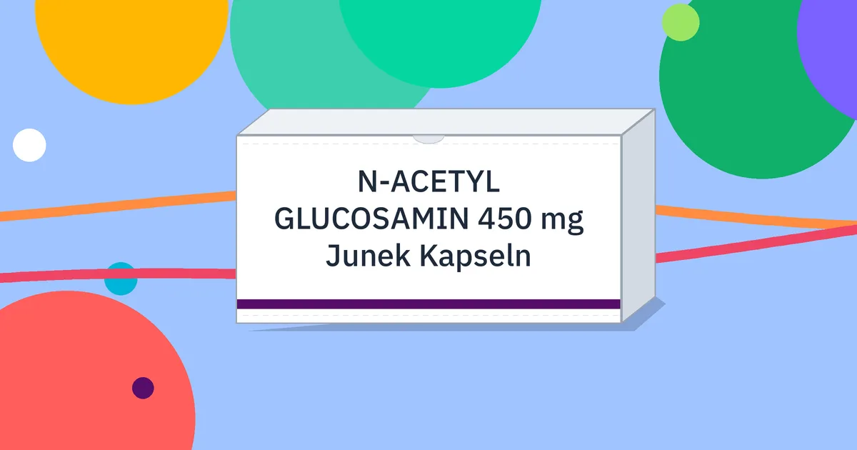 Symbolbild: Packung mit der Aufschrift N-ACETYL GLUCOSAMIN 450 mg Junek Kapseln (PZN 01161596) – Verfügbarkeit und Bezug in Apotheken in Frankfurt am Main