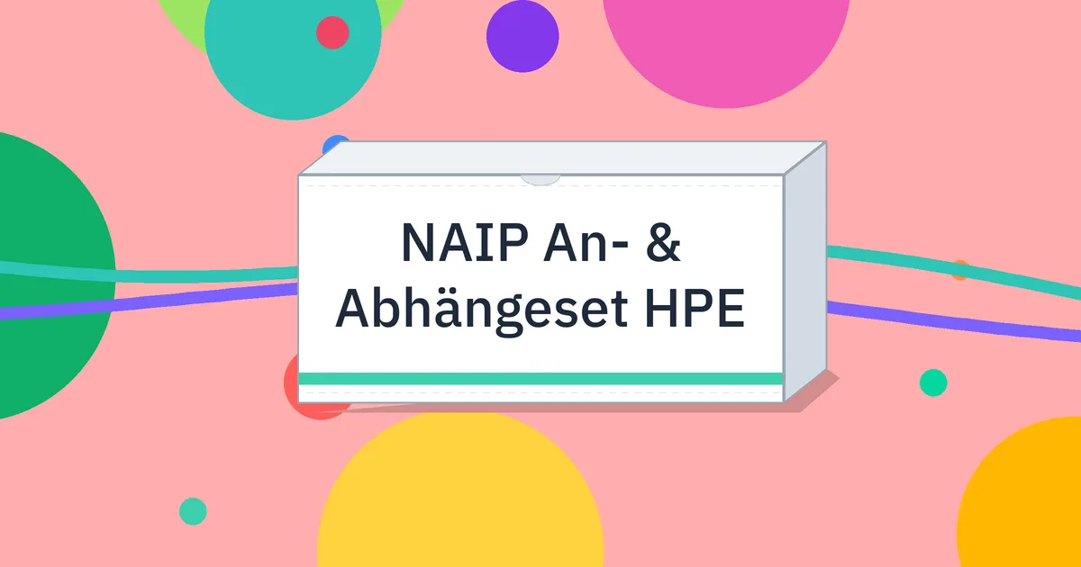 Symbolbild: Packung mit der Aufschrift NAIP An- & Abhängeset HPE (PZN 17639841) – Verfügbarkeit und Bezug in Apotheken in Frankfurt am Main