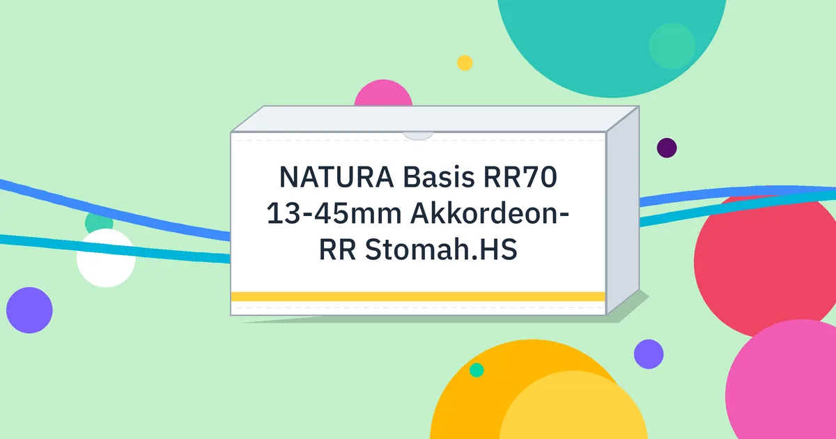 Symbolbild: Packung mit der Aufschrift NATURA Basis RR70 13-45mm Akkordeon-RR Stomah.HS (PZN 11096285) – Verfügbarkeit und Bezug in Apotheken in Frankfurt am Main