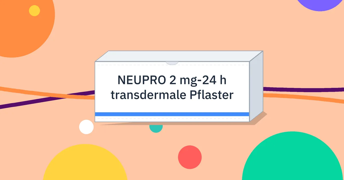Symbolbild: Packung mit der Aufschrift NEUPRO 2 mg-24 h transdermale Pflaster (PZN 10625936) – Verfügbarkeit und Bezug in Apotheken in Frankfurt am Main