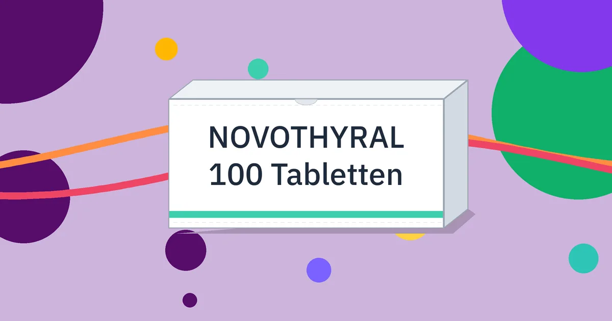 Symbolbild: Packung mit der Aufschrift NOVOTHYRAL 100 Tabletten (PZN 08875330) – Verfügbarkeit und Bezug in Apotheken in Frankfurt am Main