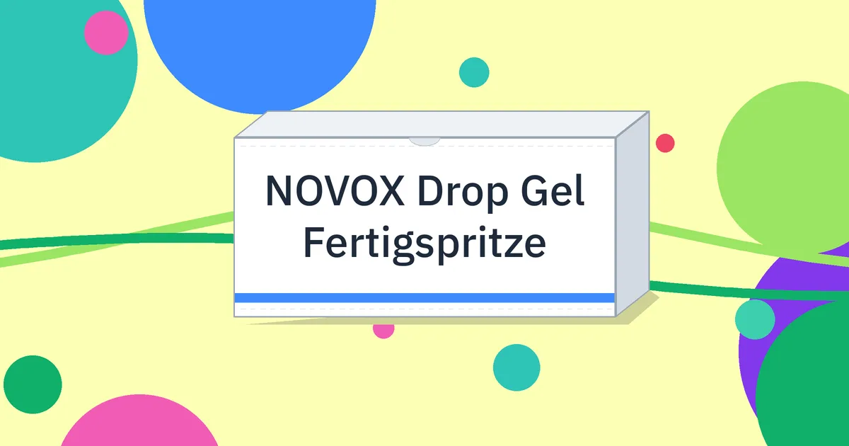 Symbolbild: Packung mit der Aufschrift NOVOX Drop Gel Fertigspritze (PZN 18850839) – Verfügbarkeit und Bezug in Apotheken in Frankfurt am Main