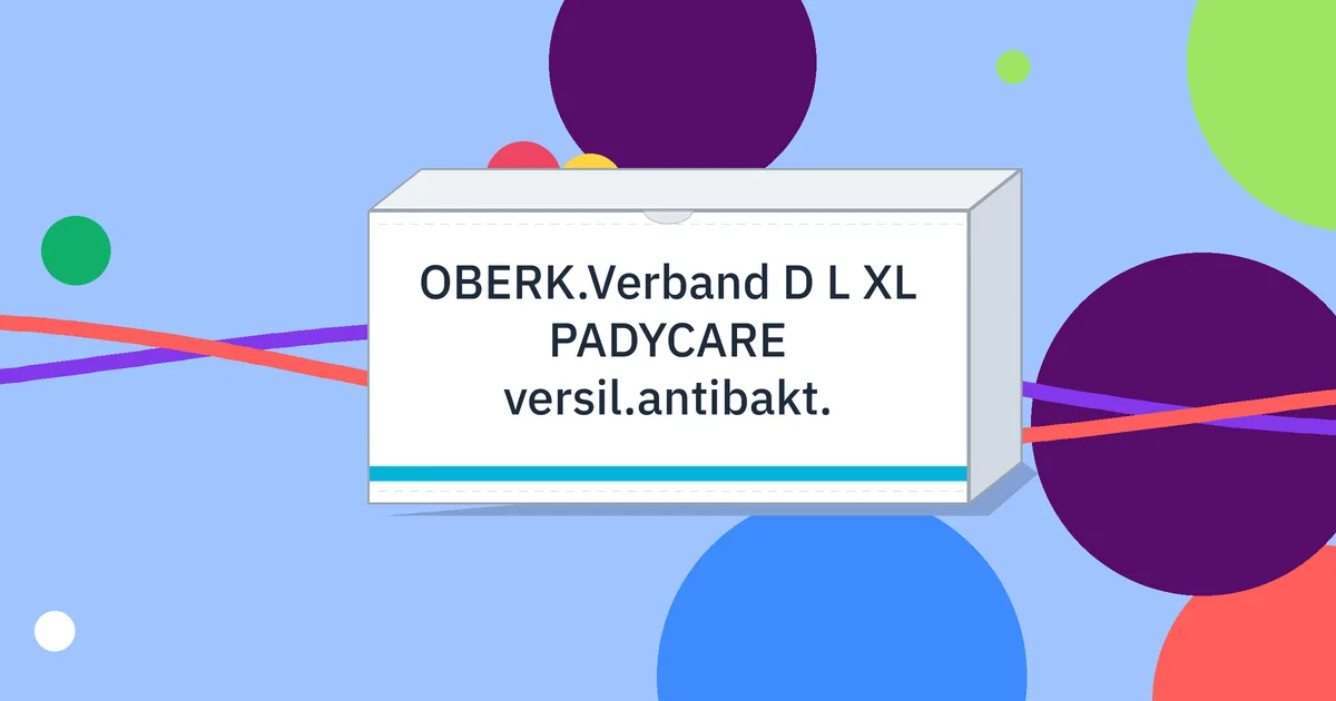 Symbolbild: Packung mit der Aufschrift OBERK.Verband D L XL PADYCARE versil.antibakt. (PZN 10938931) – Verfügbarkeit und Bezug in Apotheken in Frankfurt am Main