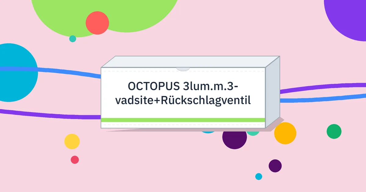 Symbolbild: Packung mit der Aufschrift OCTOPUS 3lum.m.3-vadsite+Rückschlagventil (PZN 16615442) – Verfügbarkeit und Bezug in Apotheken in Frankfurt am Main