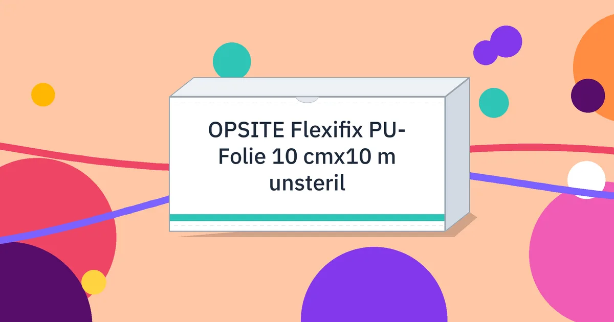 Symbolbild: Packung mit der Aufschrift OPSITE Flexifix PU-Folie 10 cmx10 m unsteril (PZN 18052291) – Verfügbarkeit und Bezug in Apotheken in Frankfurt am Main