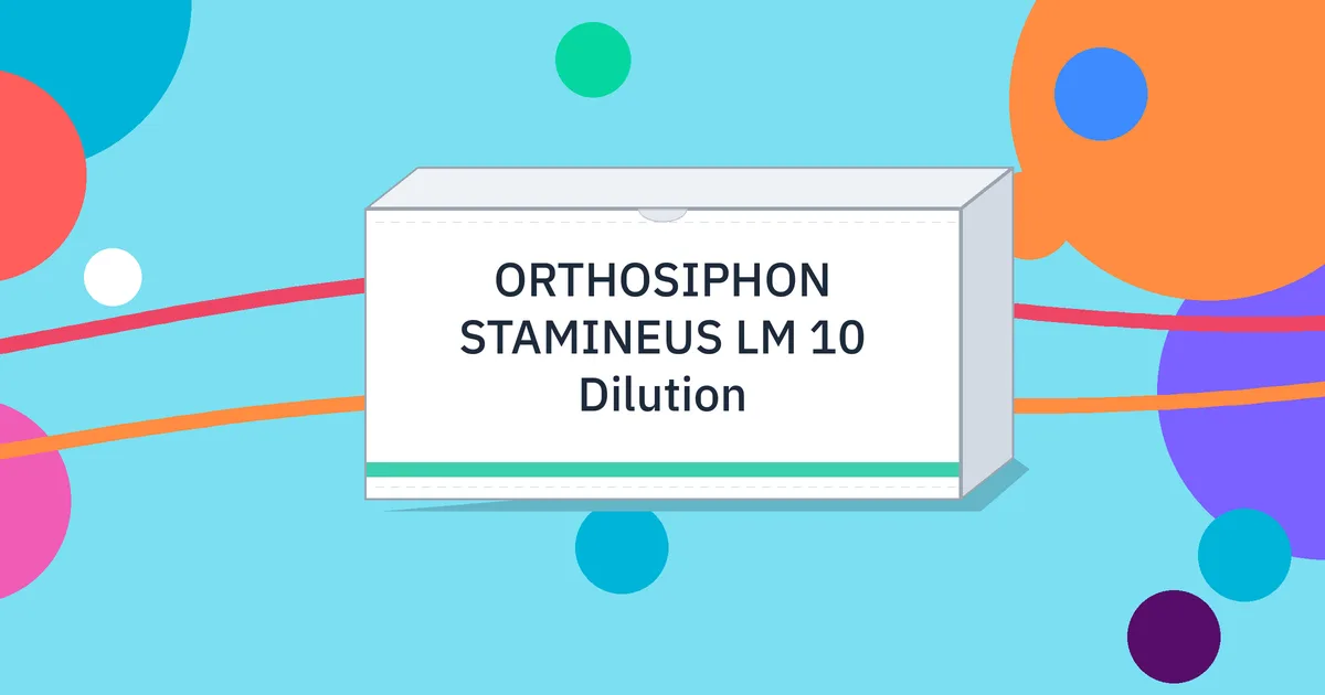 Symbolbild: Packung mit der Aufschrift ORTHOSIPHON STAMINEUS LM 10 Dilution (PZN 13627999) – Verfügbarkeit und Bezug in Apotheken in Frankfurt am Main