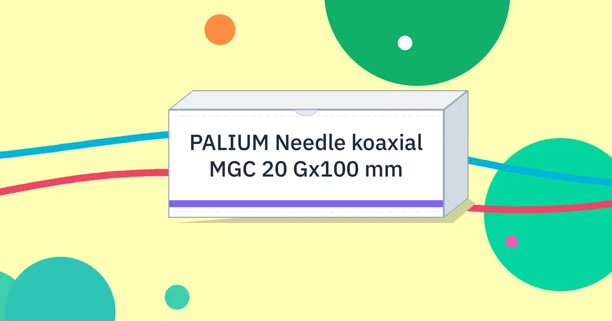 Symbolbild: Packung mit der Aufschrift PALIUM Needle koaxial MGC 20 Gx100 mm (PZN 19734549) – Verfügbarkeit und Bezug in Apotheken in Frankfurt am Main