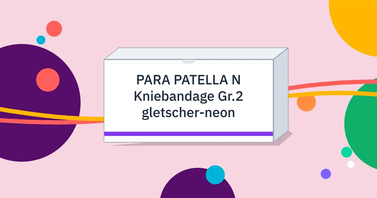 Symbolbild: Packung mit der Aufschrift PARA PATELLA N Kniebandage Gr.2 gletscher-neon (PZN 13763780) – Verfügbarkeit und Bezug in Apotheken in Frankfurt am Main