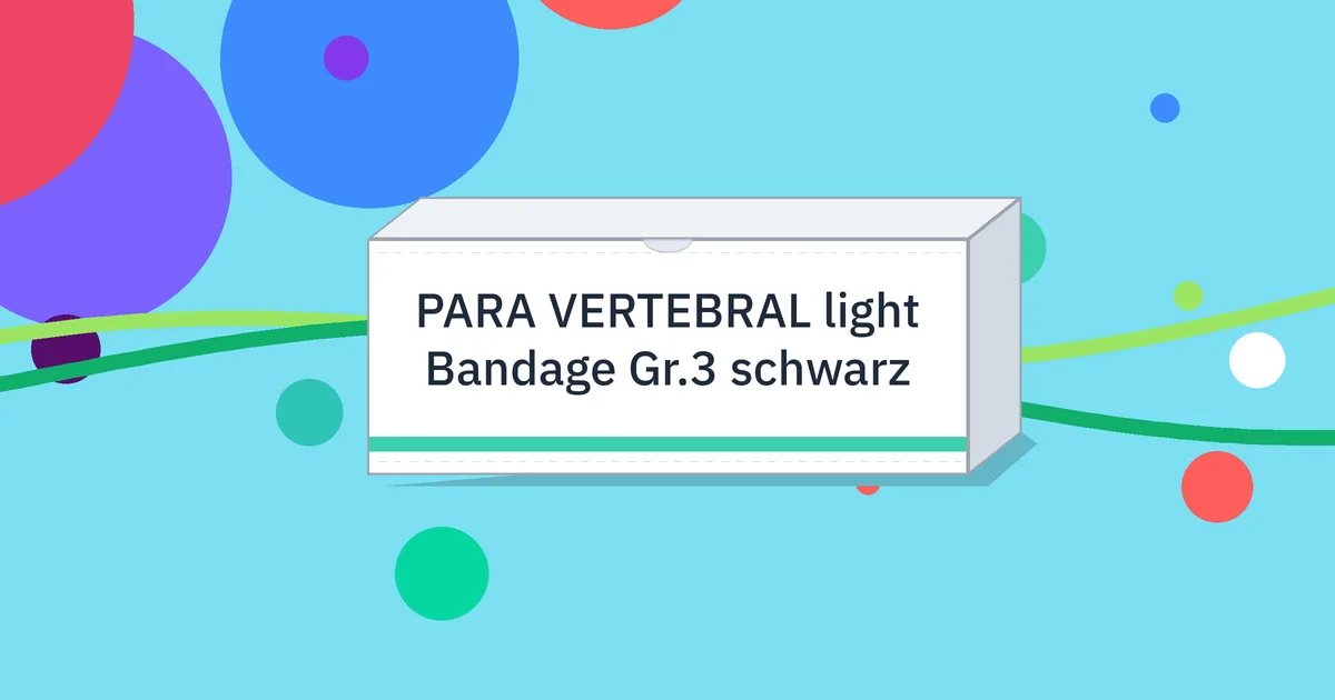 Symbolbild: Packung mit der Aufschrift PARA VERTEBRAL light Bandage Gr.3 schwarz (PZN 10003761) – Verfügbarkeit und Bezug in Apotheken in Frankfurt am Main