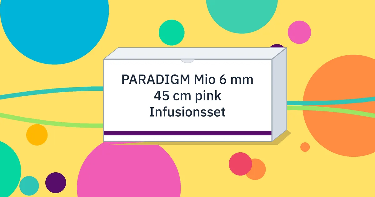 Symbolbild: Packung mit der Aufschrift PARADIGM Mio 6 mm 45 cm pink Infusionsset (PZN 05458666) – Verfügbarkeit und Bezug in Apotheken in Frankfurt am Main