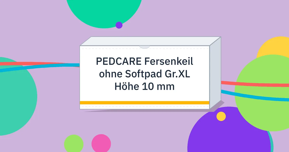 Symbolbild: Packung mit der Aufschrift PEDCARE Fersenkeil ohne Softpad Gr.XL Höhe 10 mm (PZN 13964165) – Verfügbarkeit und Bezug in Apotheken in Frankfurt am Main