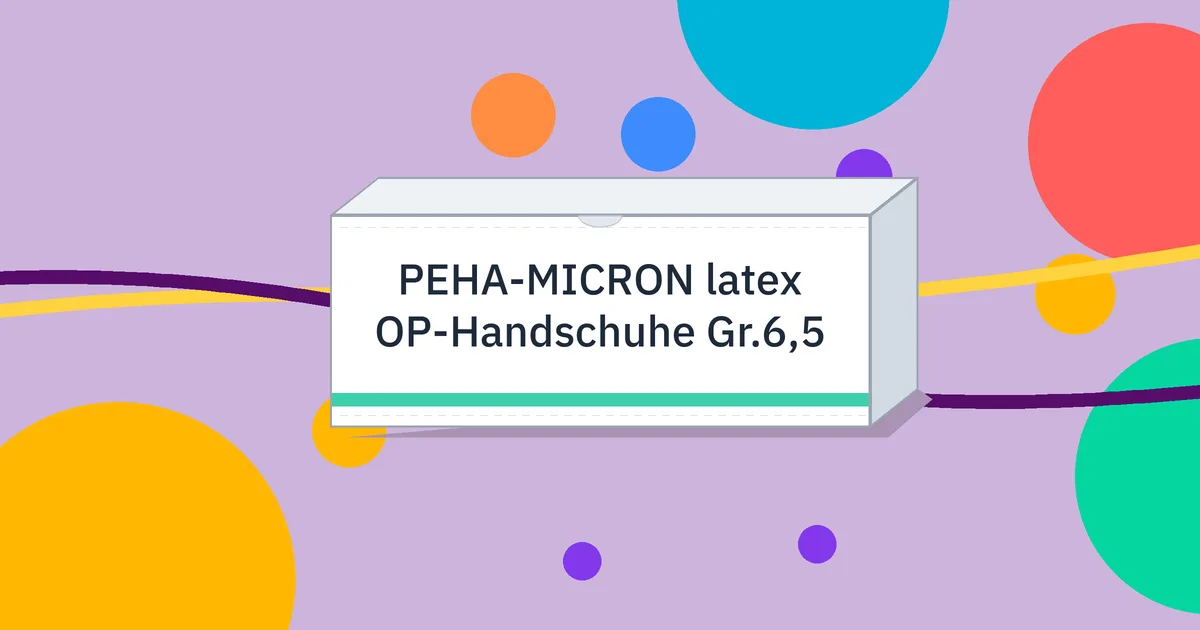 Symbolbild: Packung mit der Aufschrift PEHA-MICRON latex OP-Handschuhe Gr.6,5 (PZN 10387106) – Verfügbarkeit und Bezug in Apotheken in Frankfurt am Main