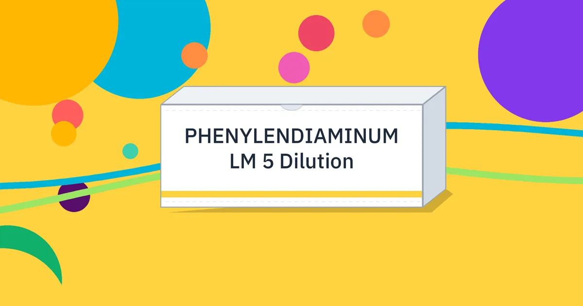 Symbolbild: Packung mit der Aufschrift PHENYLENDIAMINUM LM 5 Dilution (PZN 13638247) – Verfügbarkeit und Bezug in Apotheken in Frankfurt am Main