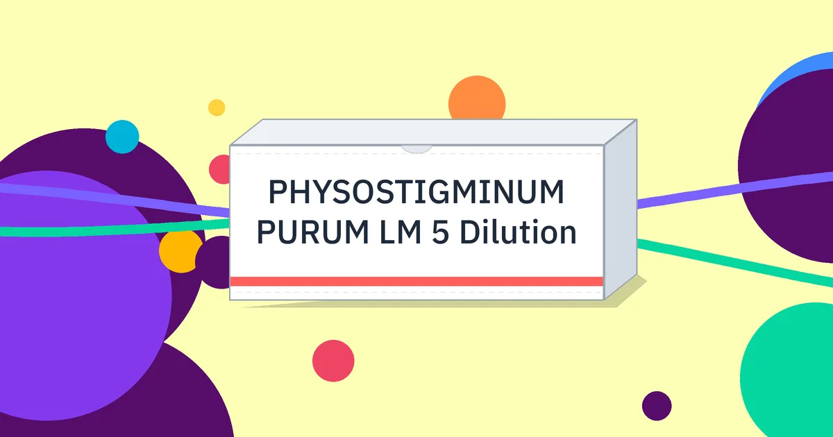 Symbolbild: Packung mit der Aufschrift PHYSOSTIGMINUM PURUM LM 5 Dilution (PZN 13035721) – Verfügbarkeit und Bezug in Apotheken in Frankfurt am Main